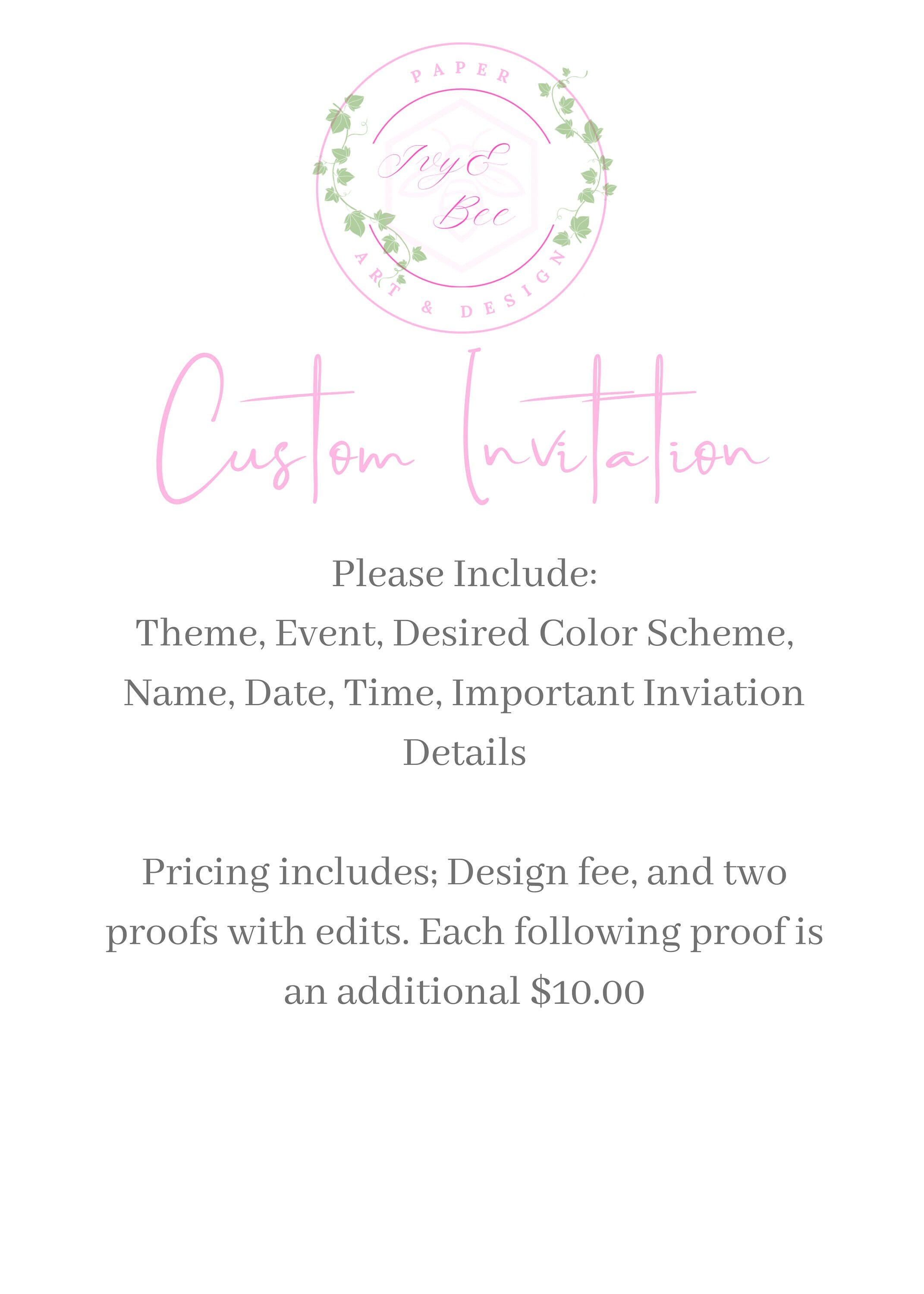 CUSTOM Invitation for All Events/themes - Etsy