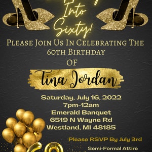 Stepping Into Sixty 60th Birthday Invitation, 60th Birthday, Birthday ...