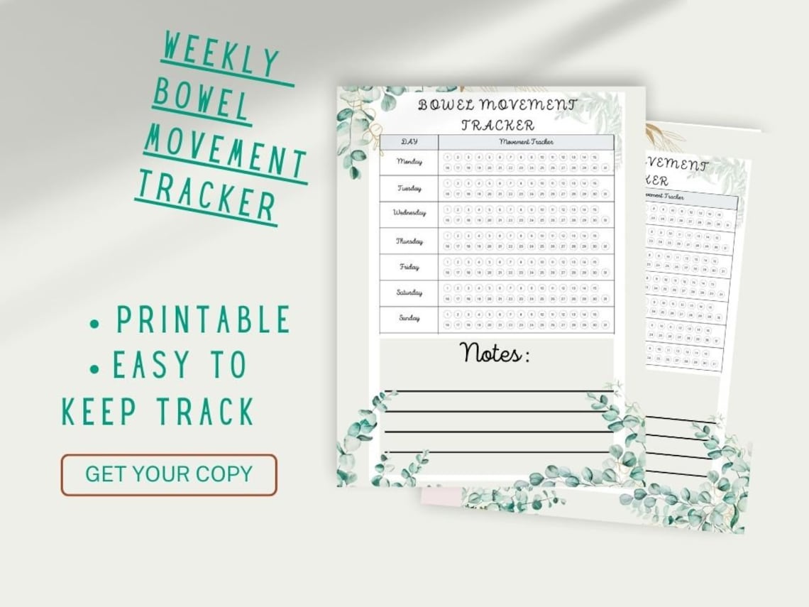 Weekly Bowel Movement Tracker, Printable Planner - Etsy