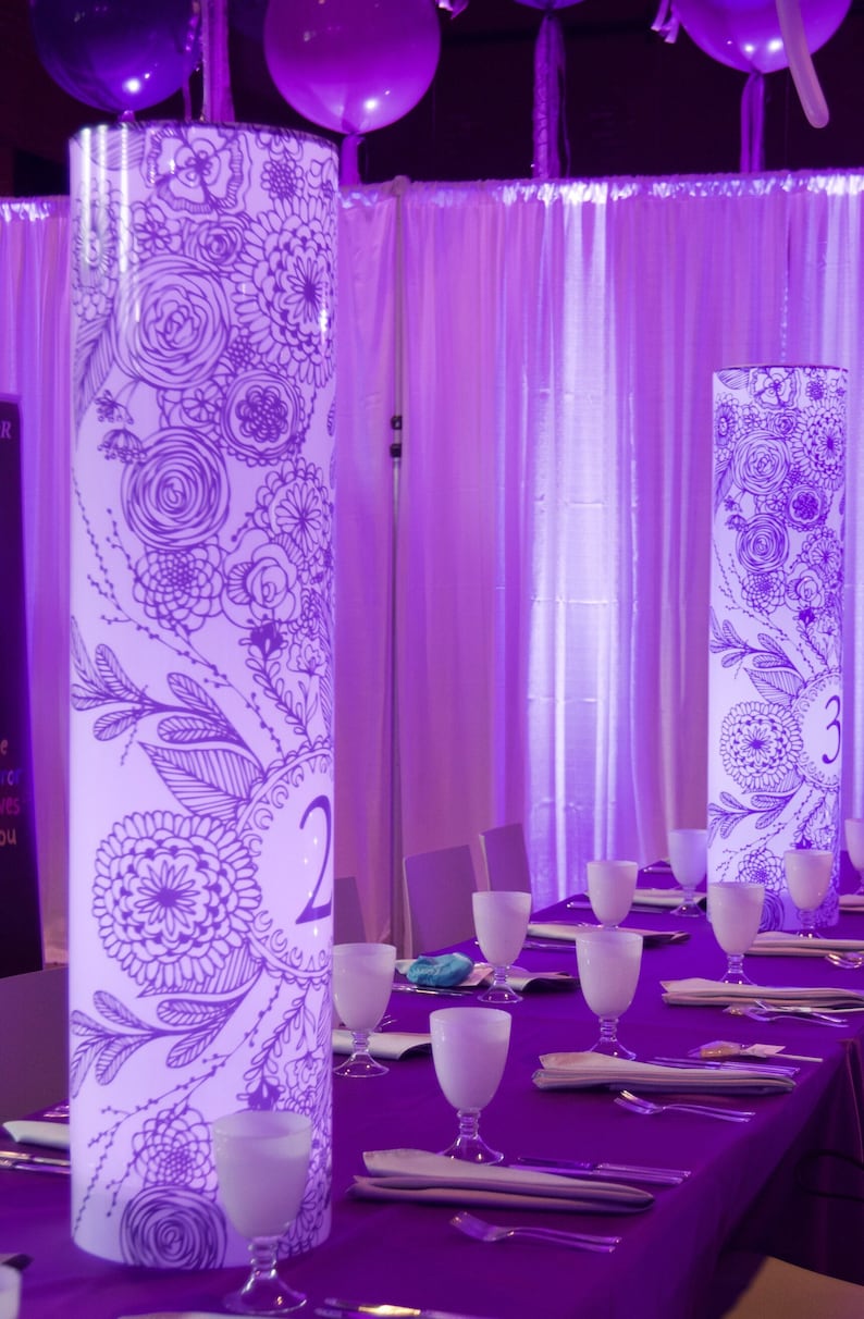 Custom Light up Centerpiece: 31" Tube, LED Logo, Ideal for Quinceañeras ...