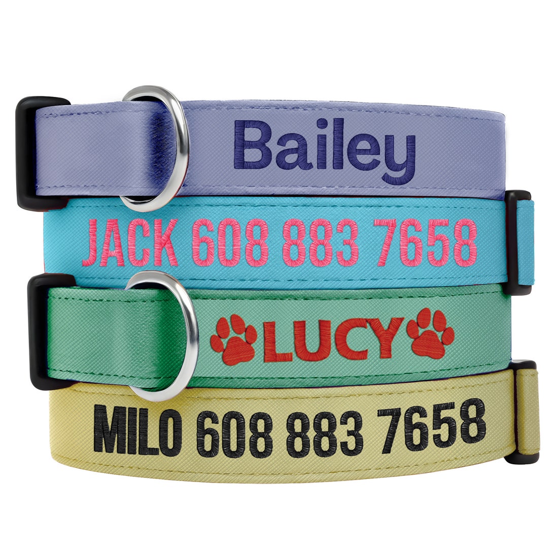 Personalized Dog Collar, Embroidered Dog Collars With Name and Phone ...