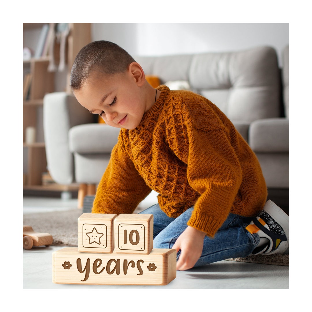 Custom Wooden Milestone Cubes, Name Sign Baby Age Blocks, Week, Month ...