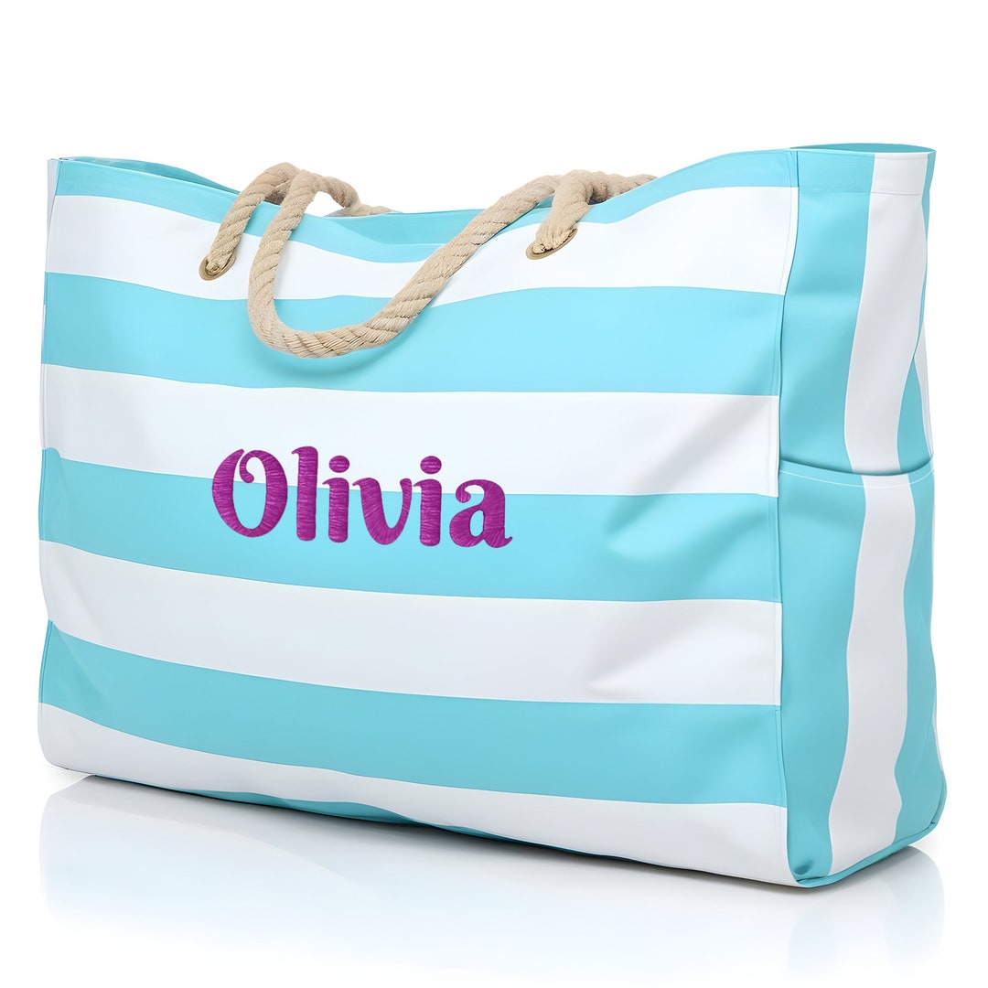 Embroidered Beach Bag for Women Personalized Large Beach Tote Bag ...