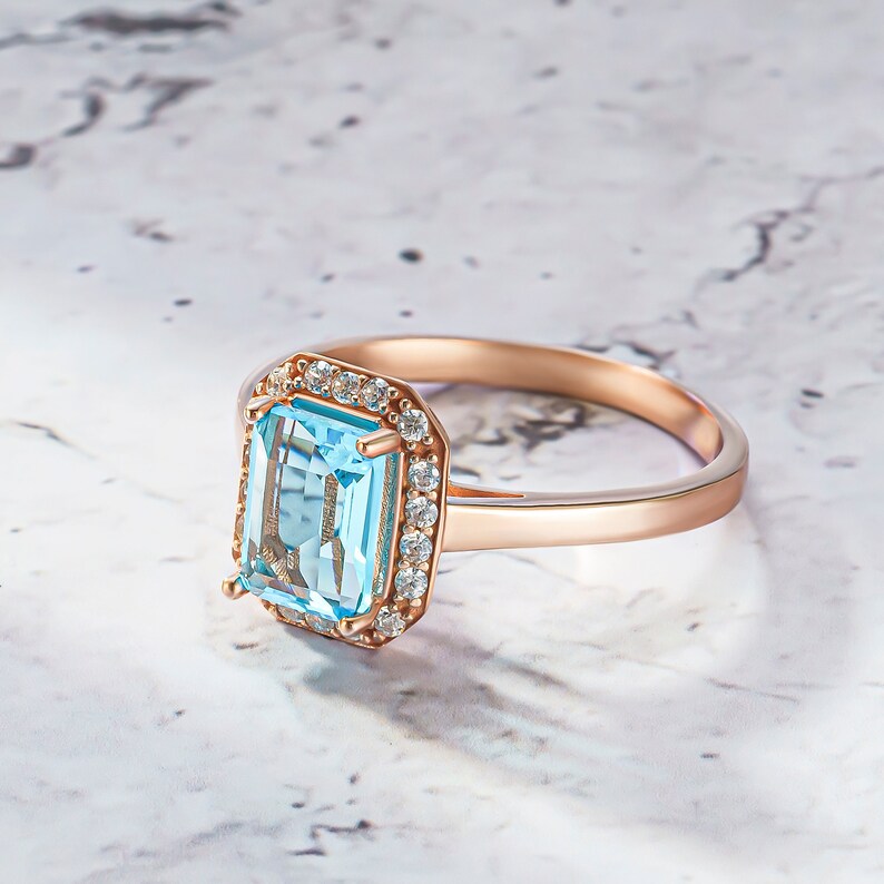 Green Octagon Gemstone Ring Rose Gold Plated Sterling Silver - Etsy