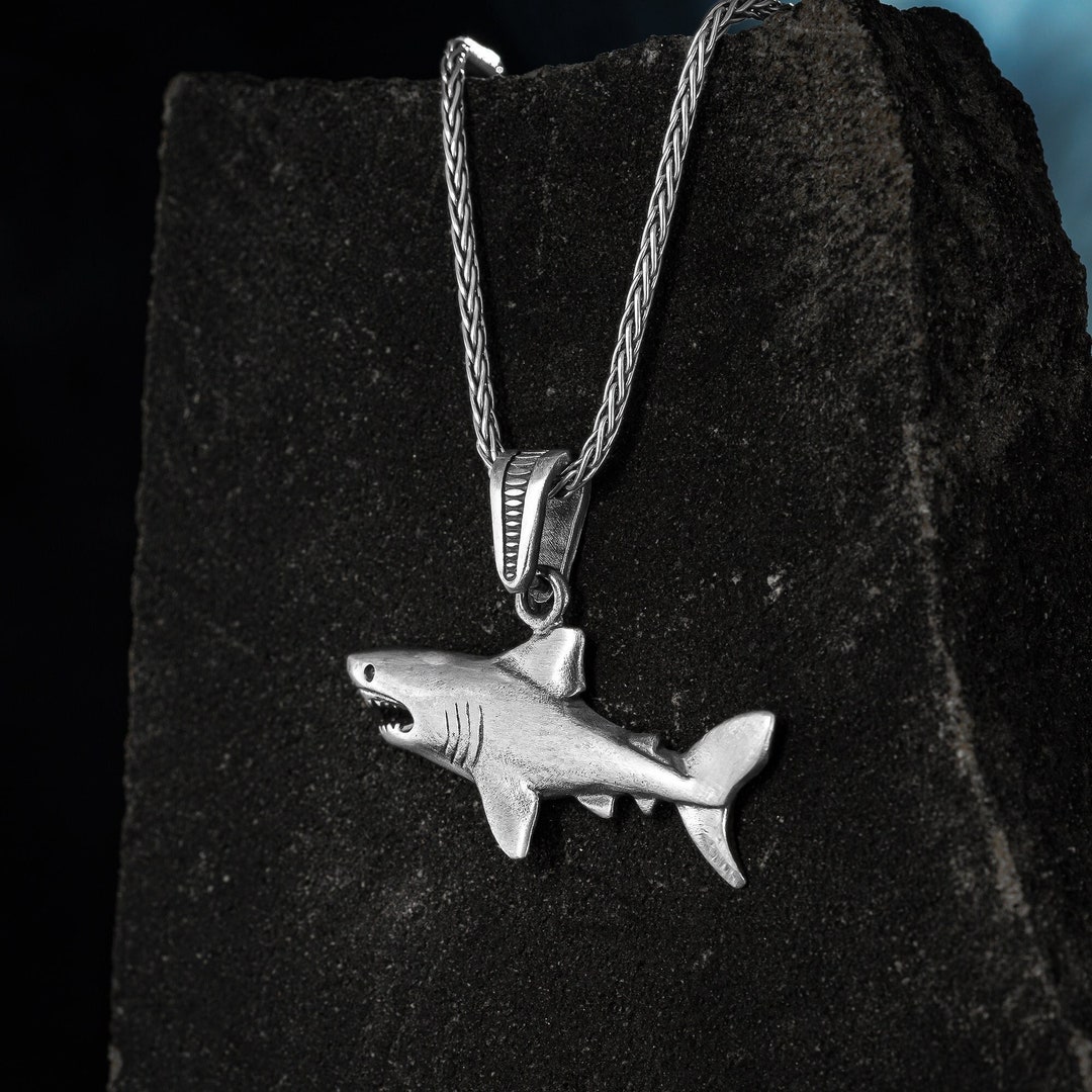 Silver Shark Pendant, Sea Creatures Lovers Pendant, Handmade Shark ...