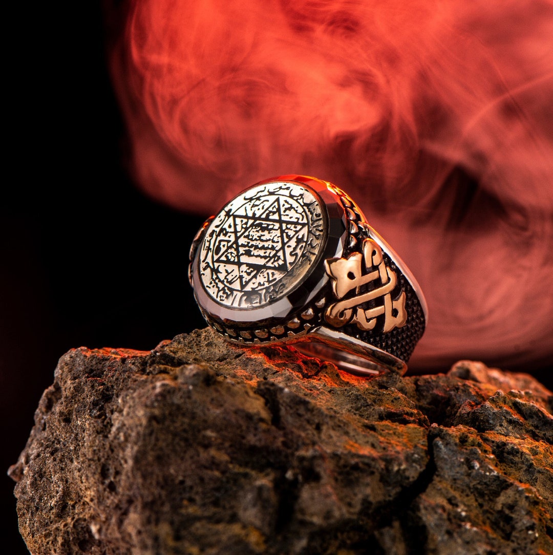 Seal of Soloman Silver Ring, Men's Ring of Solomon, Star of David, King ...