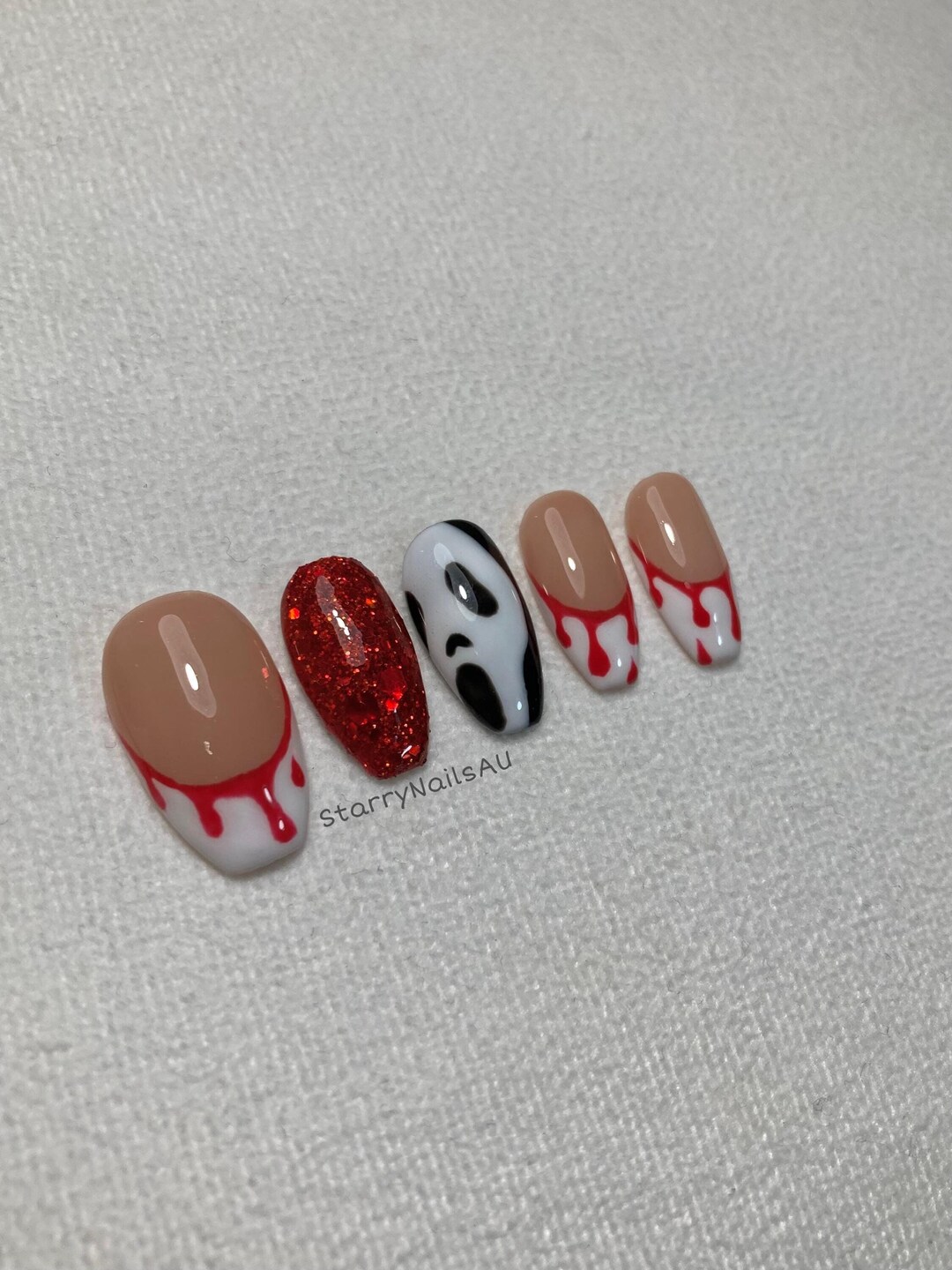 Ghostface Blood French Tips Press on Nails - Etsy