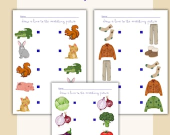 Matching Worksheets, Match the Picture, Kindergarten Preschool Activity ...