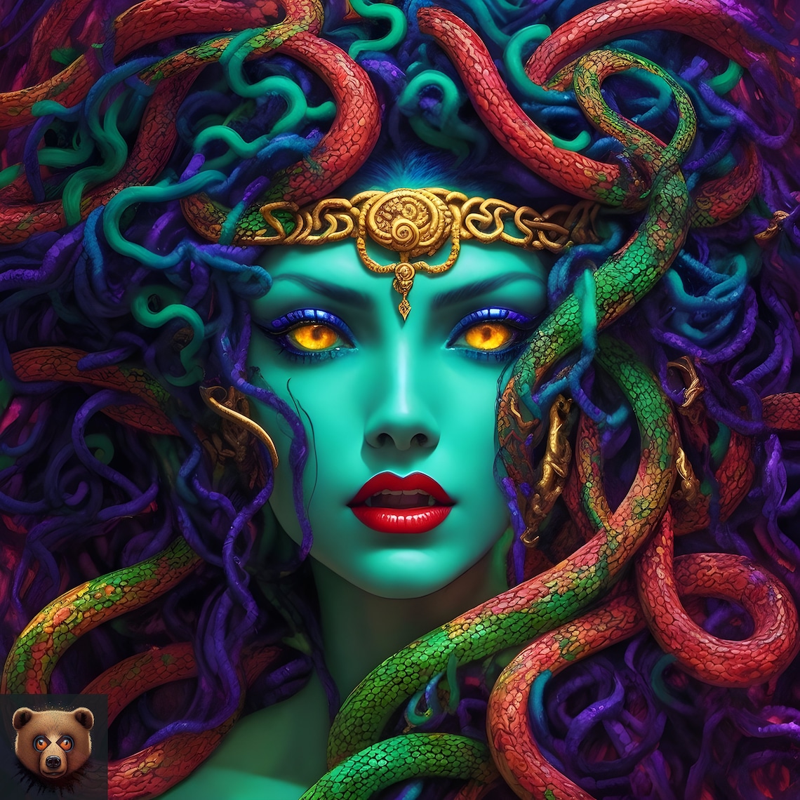 Medusa, Mitología Griega, Medusa Colorida, Hecha Con IA - Etsy