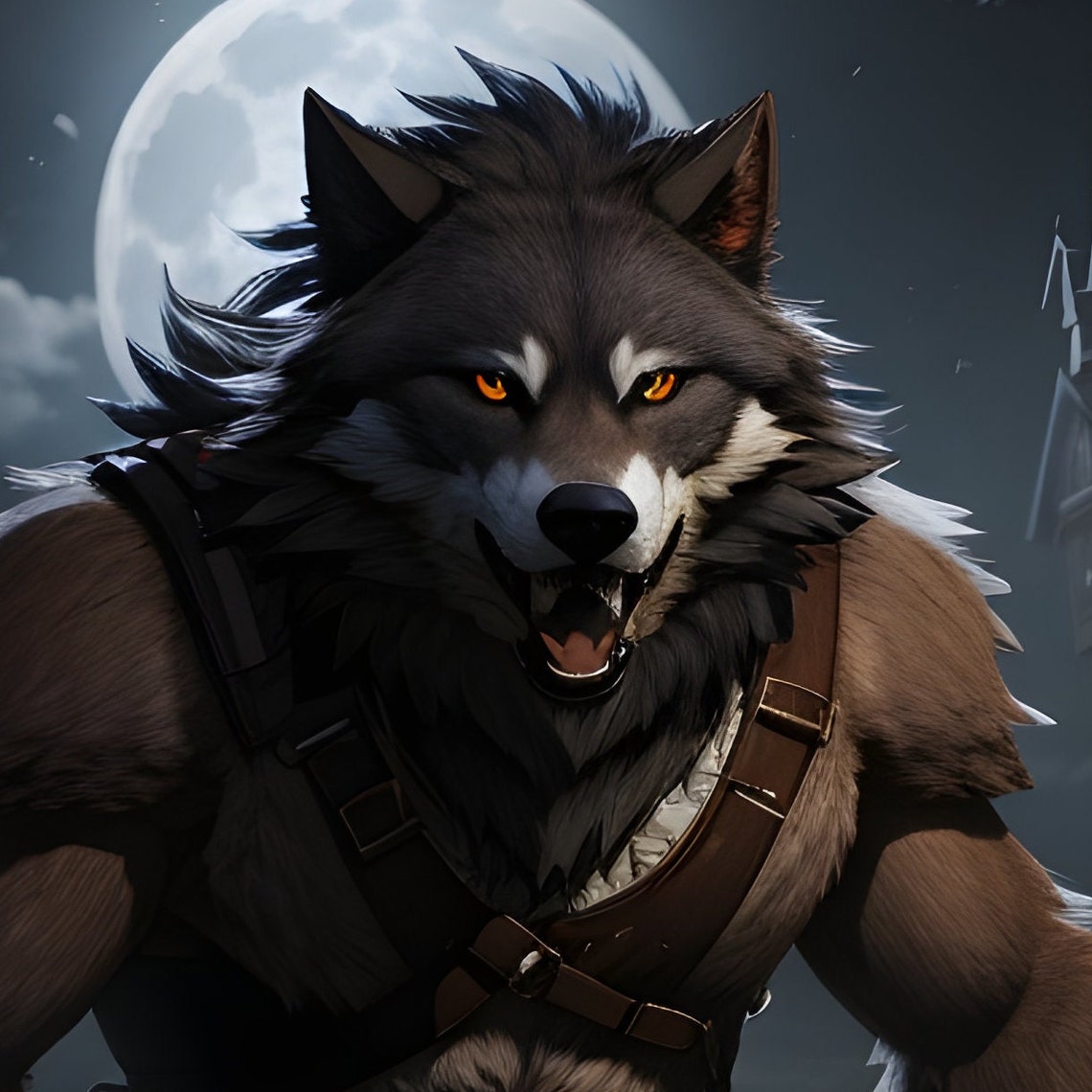 Werewolf, Werewolf at Night, Hunting Werewolf, Full Moon Night, Werewolf With His Pack, Created ...