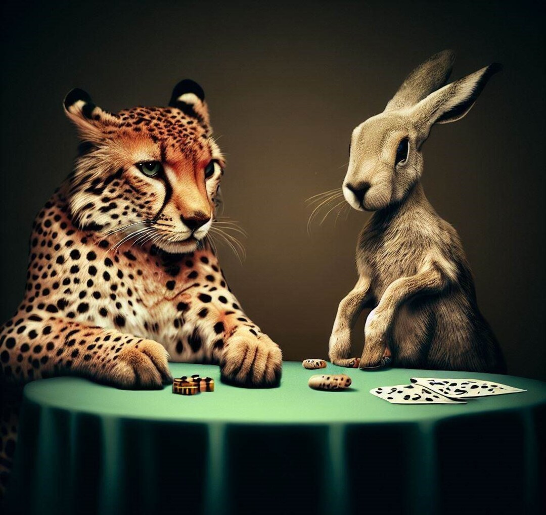 Cheetah and Hare Playing Poker, War for Survival, Poker Game, Predator ...