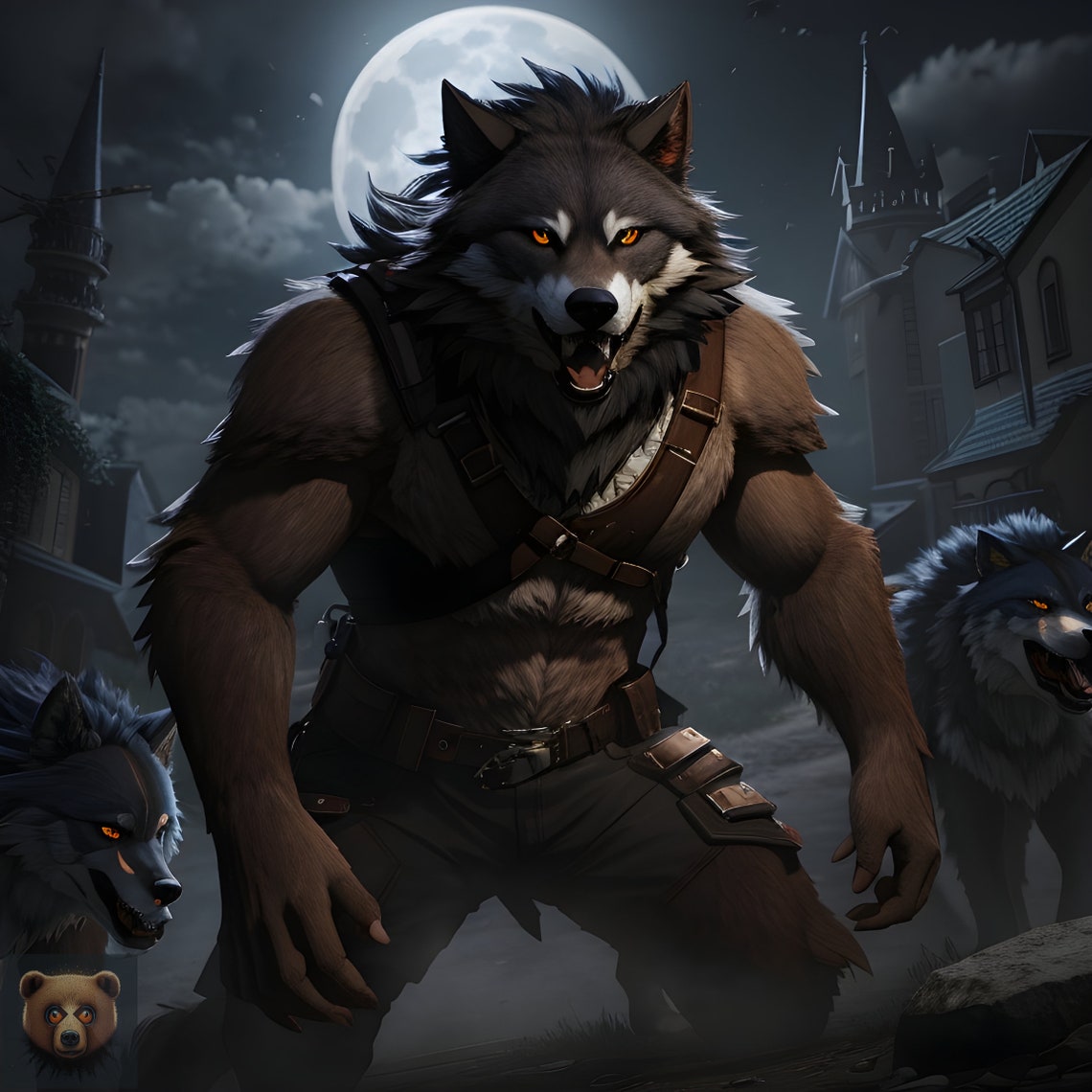 Werewolf, Werewolf at Night, Hunting Werewolf, Full Moon Night ...