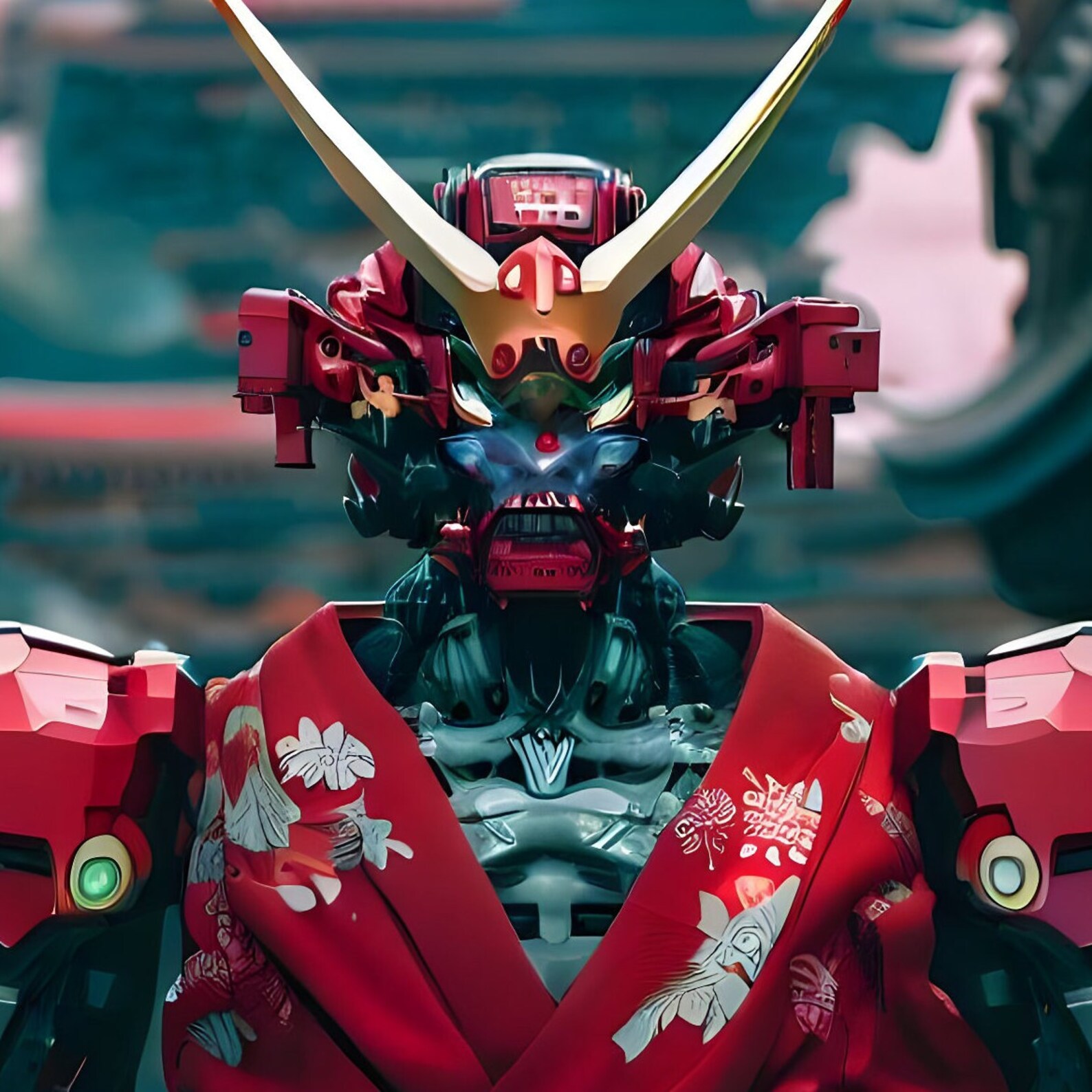 Samurai Robot, Red Samurai Robot, Red Samurai Robot in a Hams Temple ...