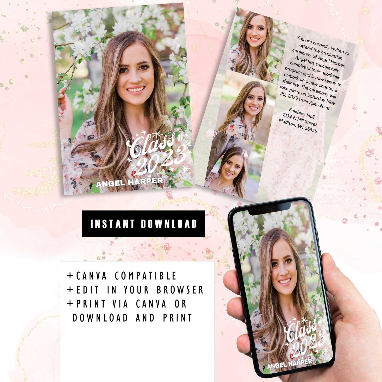 Photo Graduation Invitation Double Sided Graduation Invite Template - Etsy