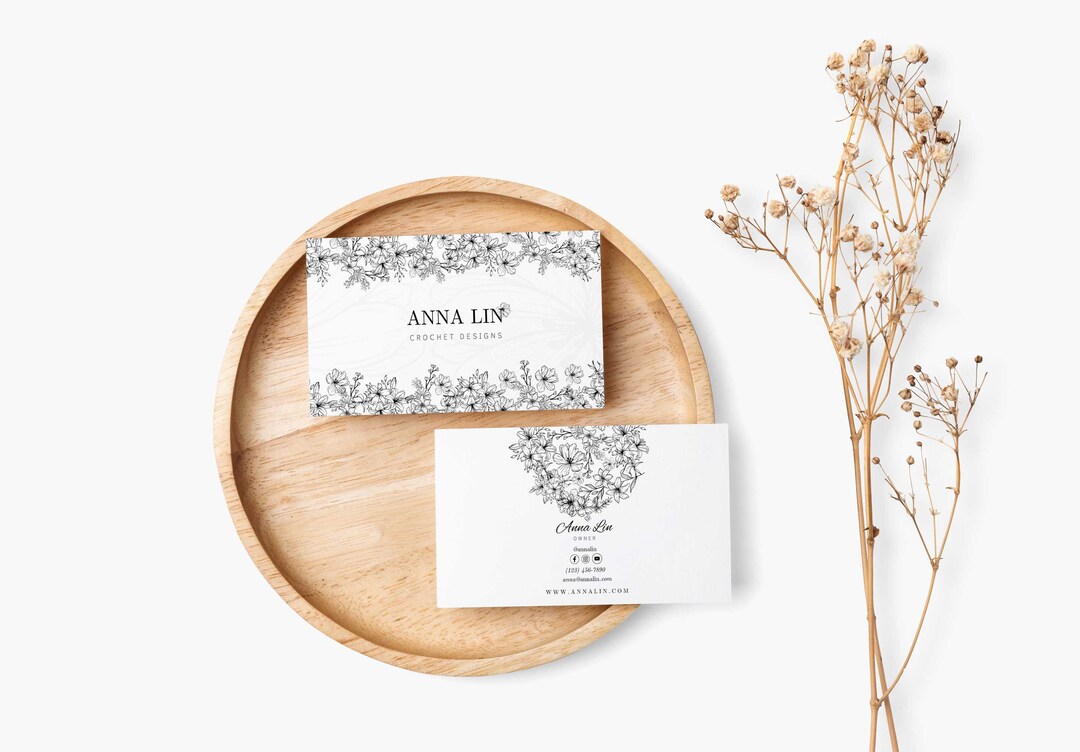 Floral Doodle Business Card Crafter Business Template Editable Canva ...