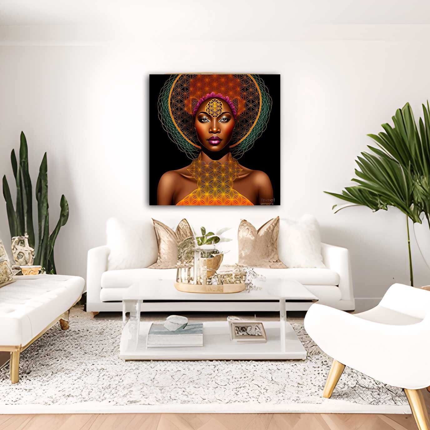 Beautiful African Woman Sacred Geometry Art Print II | Black Art ...