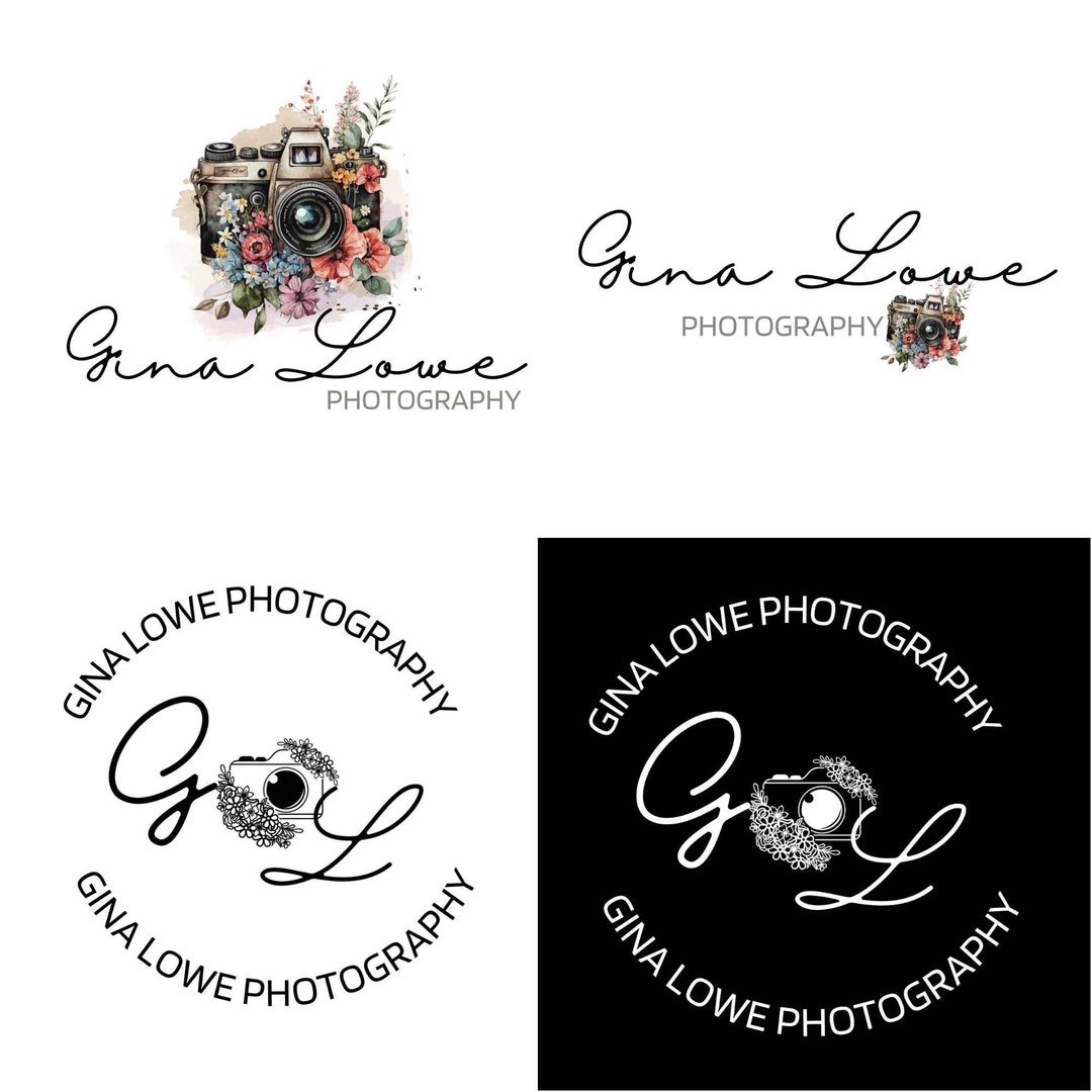 DIY Floral Camera Photography Logo Set Premade Logo Design | Submark ...