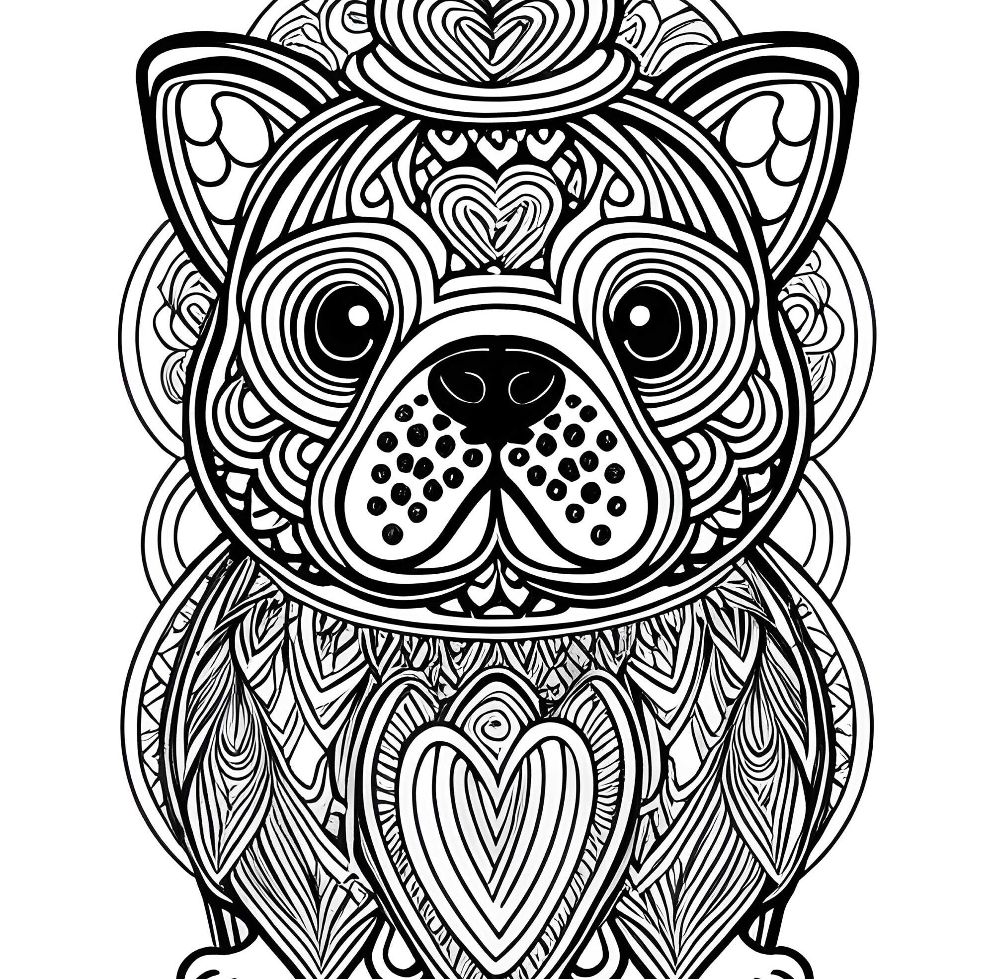 Super Cute Bulldog Mandala Coloring Page | Giant Creative Coloring Page ...