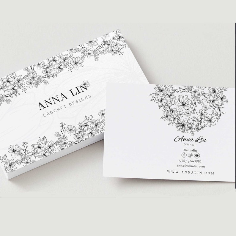 Floral Doodle Business Card Crafter Business Template Editable Canva ...