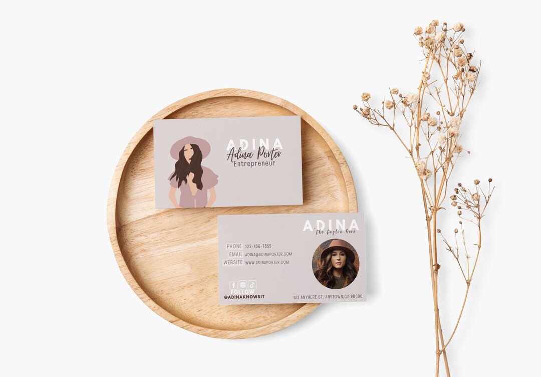 Boho Girl Boss Illustration Business Card Design Edit in Browser ...