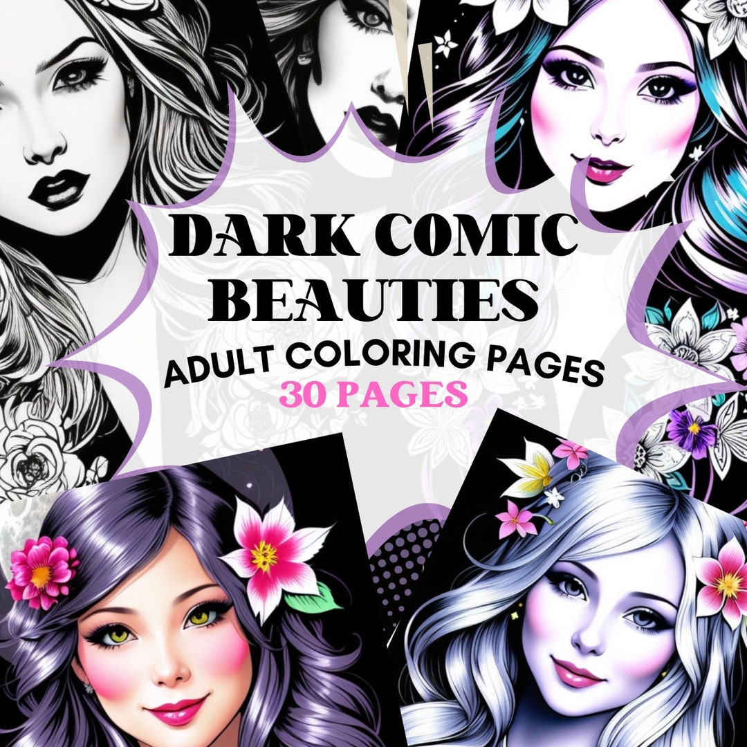 Dark Comic Book Beauties Digital Adult Coloring Book | Adult Coloring ...