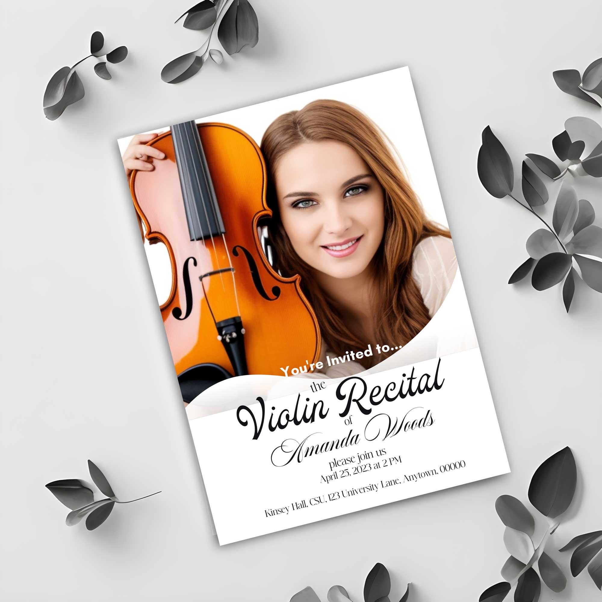 Performance Recital Printable and Electronic Editable Photo Invitation ...