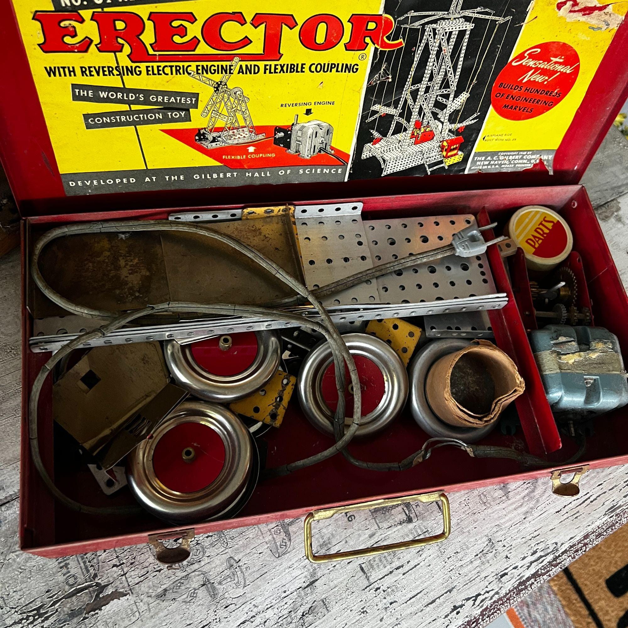 Vintage 1948 No. 6 1/2 All Electric Erector Set With Original Red Metal ...