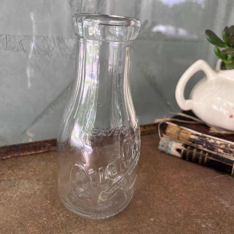 Vintage Weaver Quality Blue Ribbon Glass Milk Bottle Retro Dairy ...