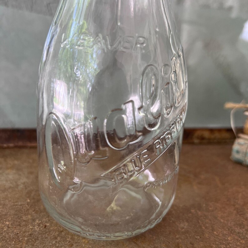 Vintage Weaver Quality Blue Ribbon Glass Milk Bottle Retro Dairy ...