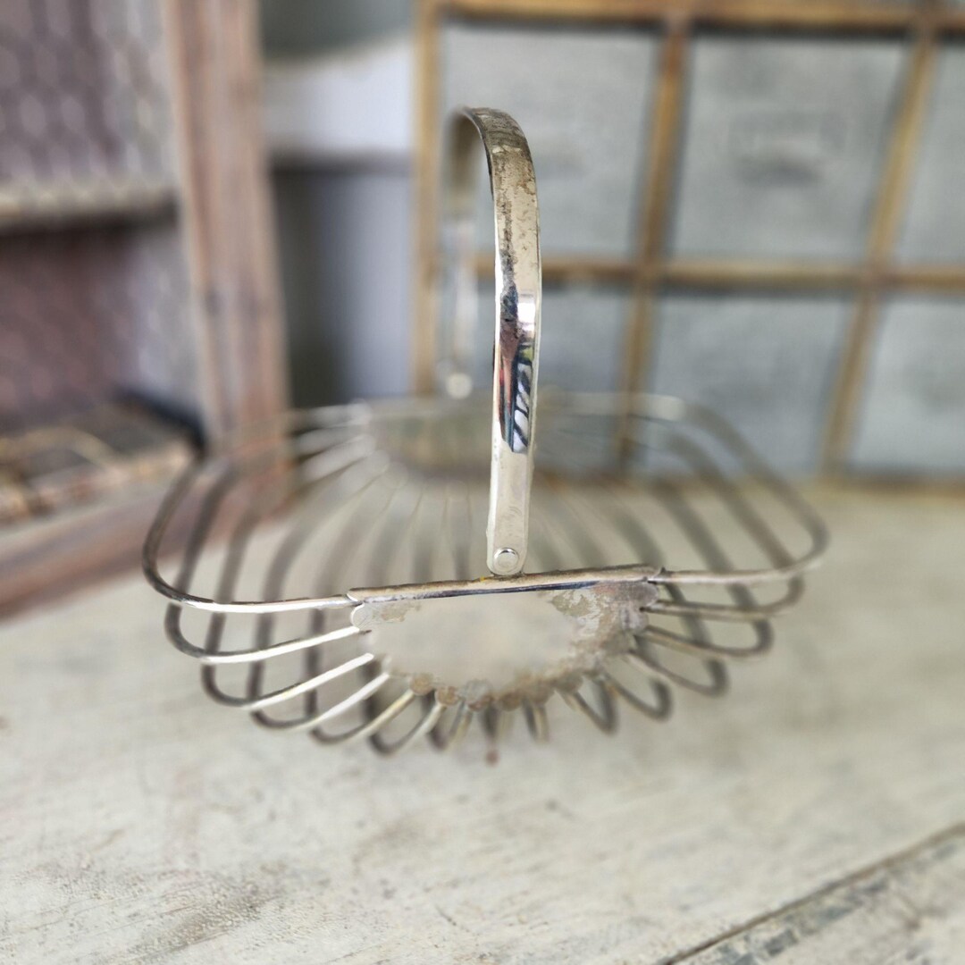 Antique Silver Plate Folding Wire Basket | 10" X 7" | Versatile ...