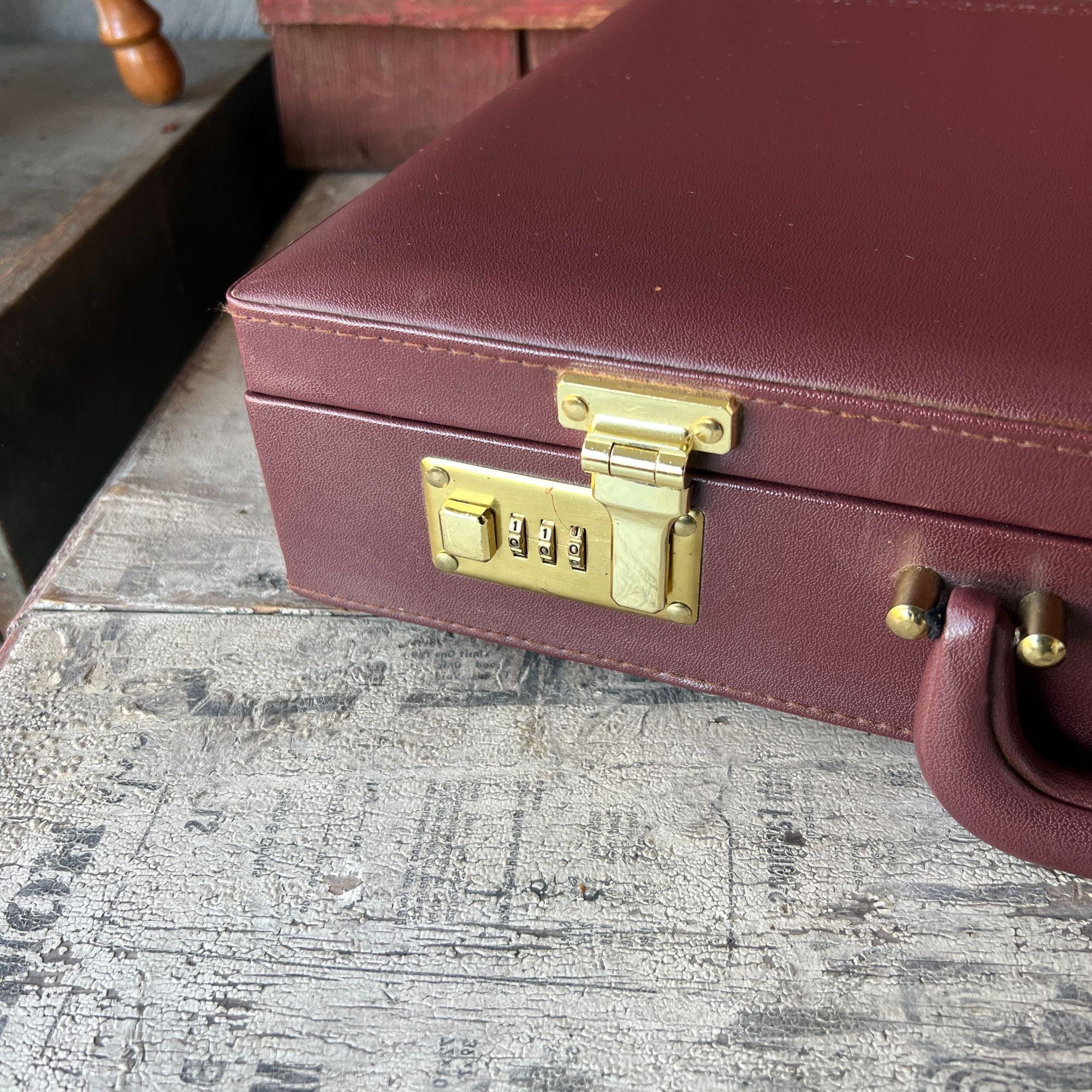 Vintage Burgundy Hard Shell Briefcase With Gold Combination Locks ...