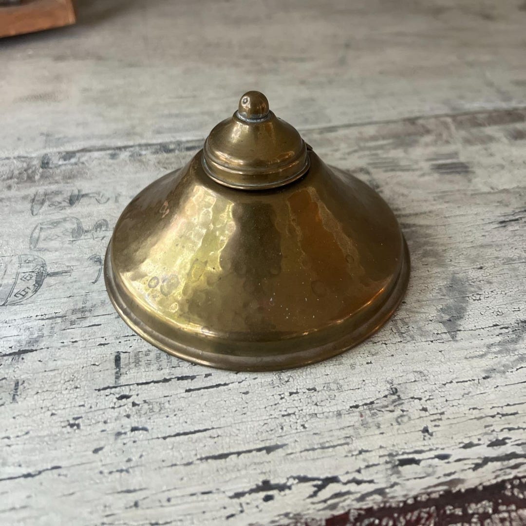 Vintage Brass Inkwell Antique Desk Accessory Classic Writing Tool ...