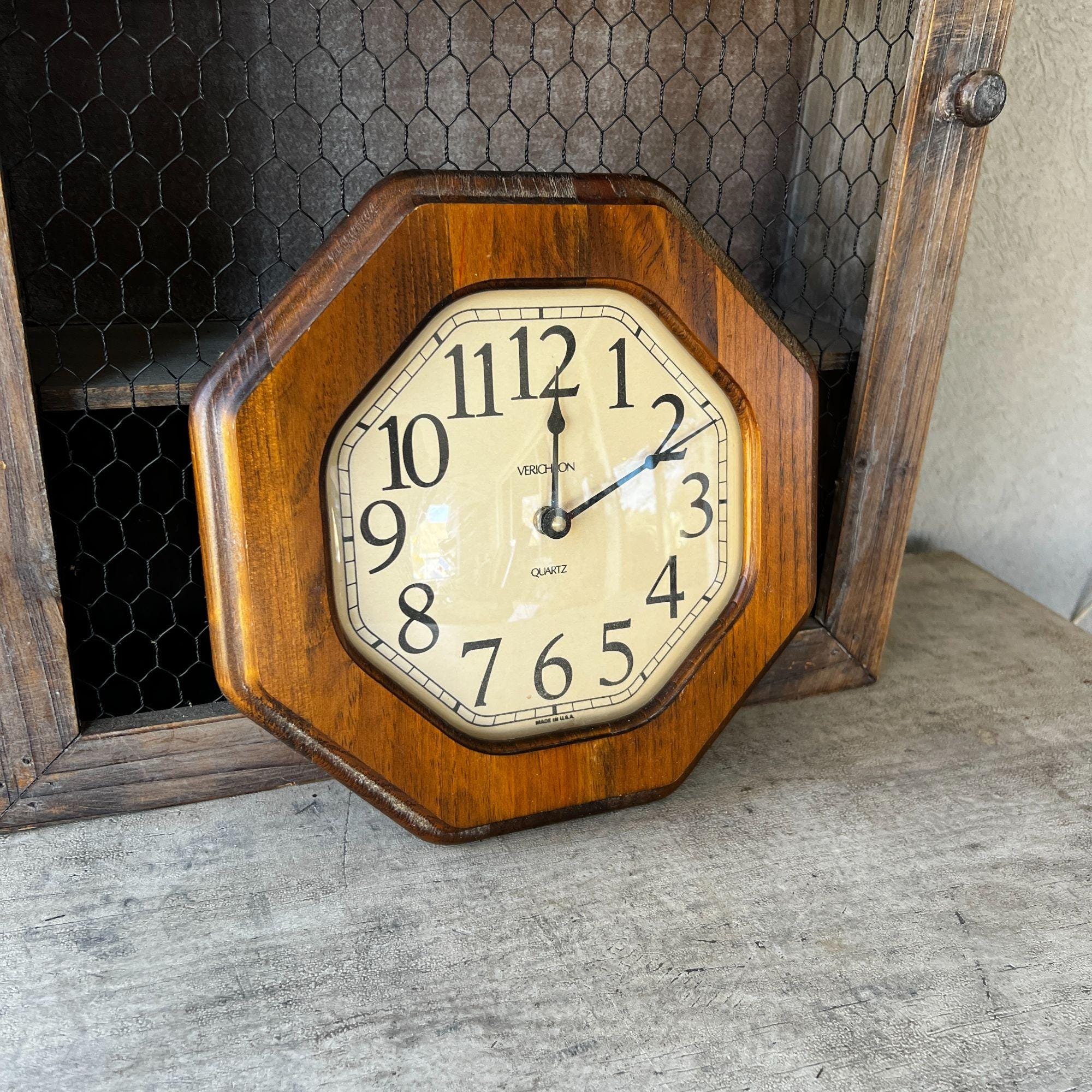 Vintage Verichron Octagon Wall Clock 11x11 Wood Quartz Battery-powered ...