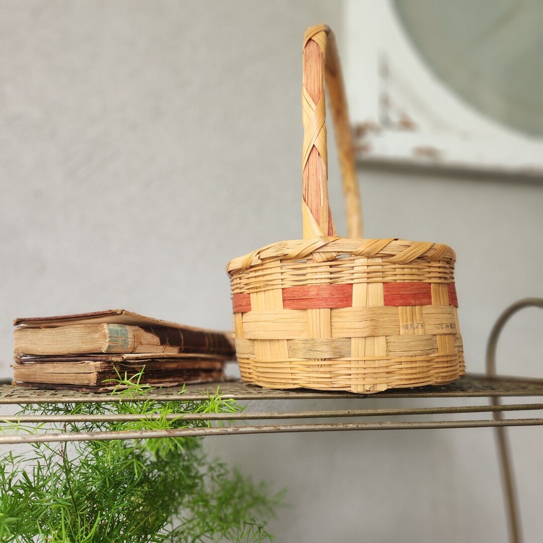 Vintage Mexican Easter Basket Handcrafted Easter Decor Colorful Woven ...