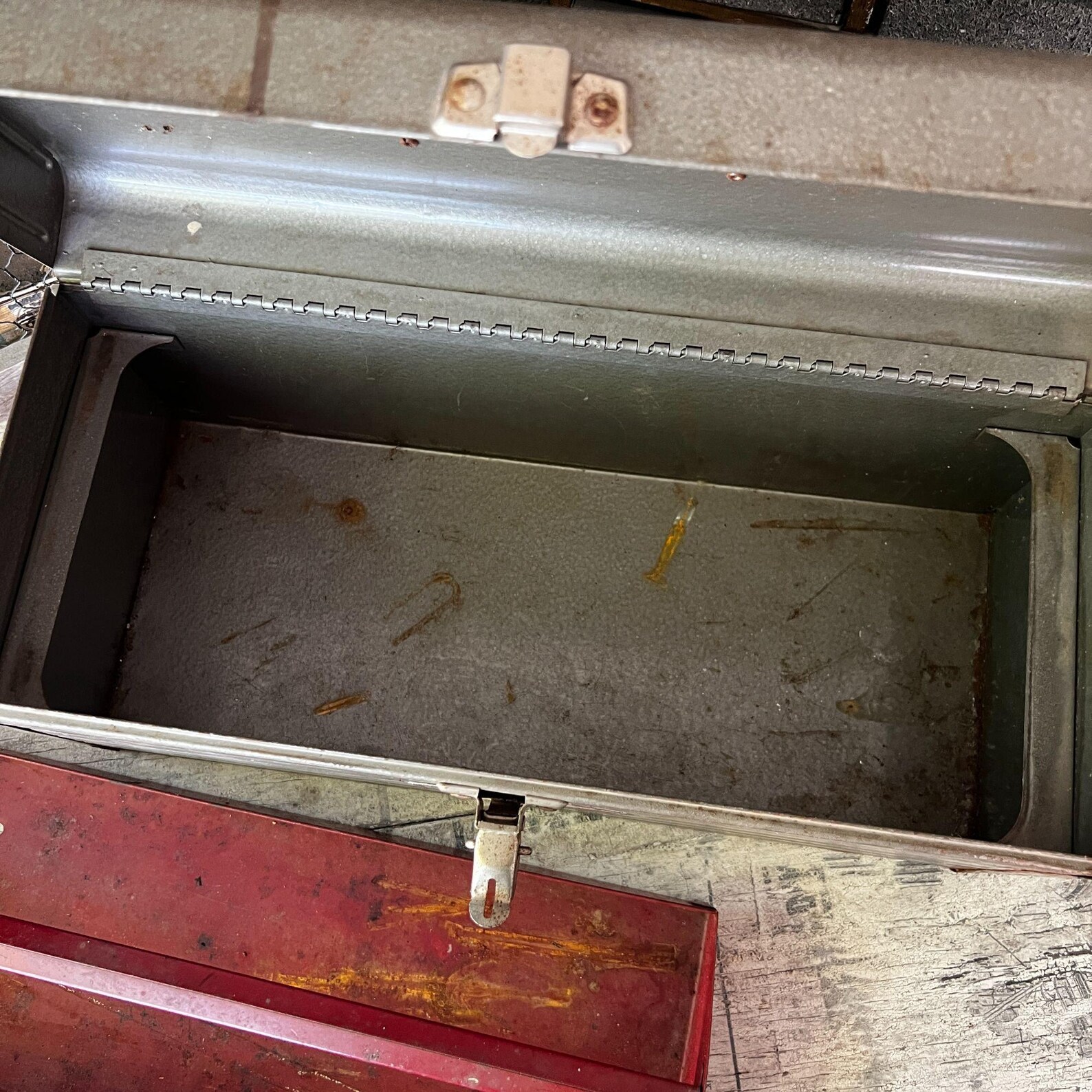 Vintage Grey Sears Craftsman Toolbox - Rusty Patina - Red Insert - Etsy