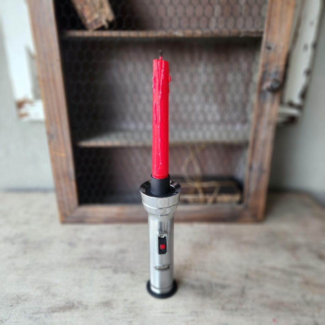 Handmade Upcycled Eveready Flashlight Candleholder - Candle Not ...