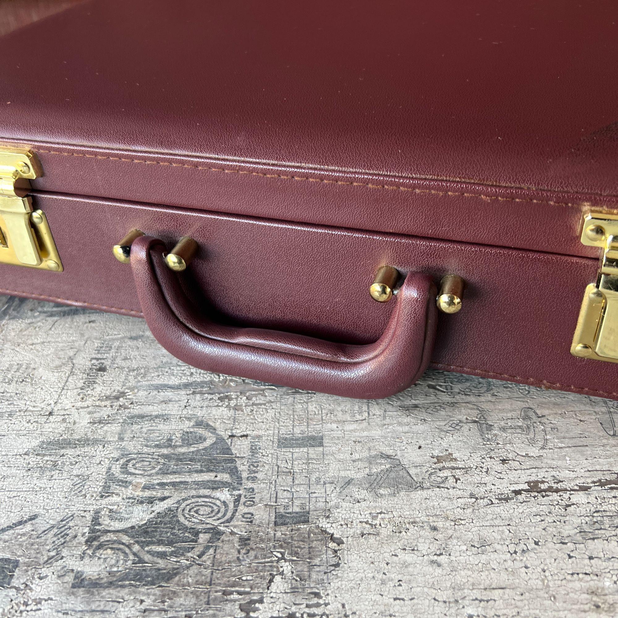 Vintage Burgundy Hard Shell Briefcase With Gold Combination Locks ...