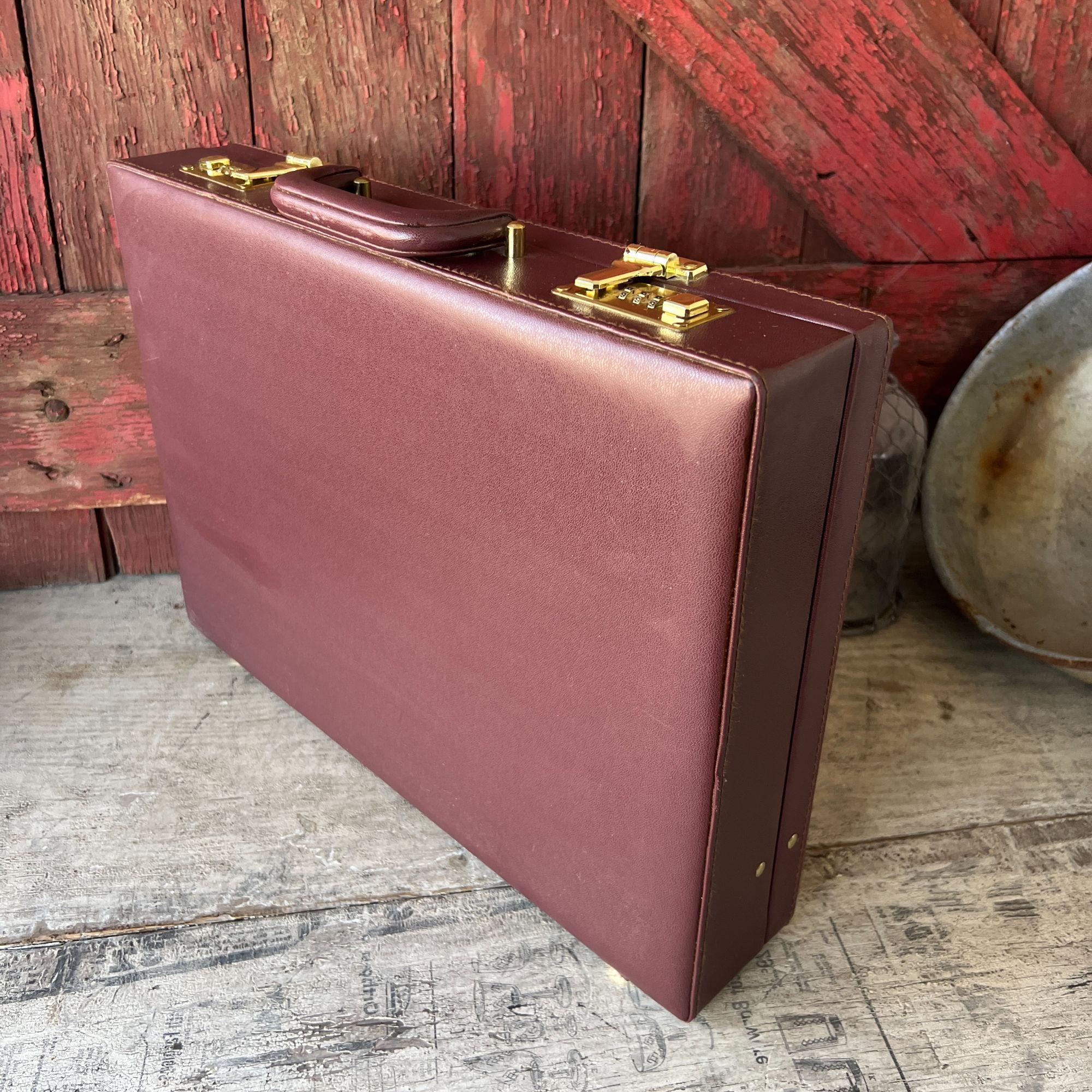 Vintage Burgundy Hard Shell Briefcase With Gold Combination Locks ...
