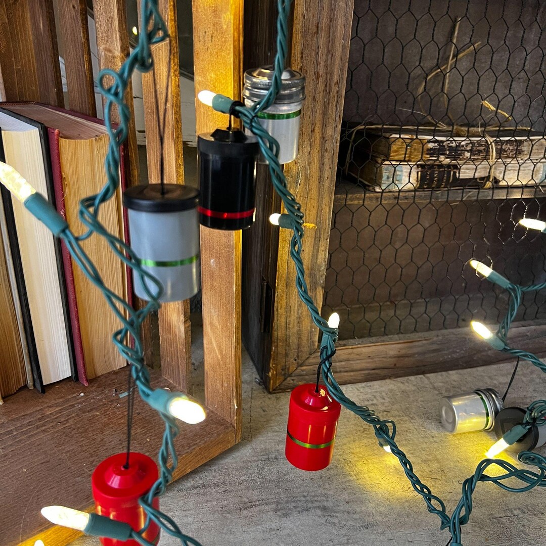 Handmade Christmas Garland With Vintage Film Canisters & String Lights ...