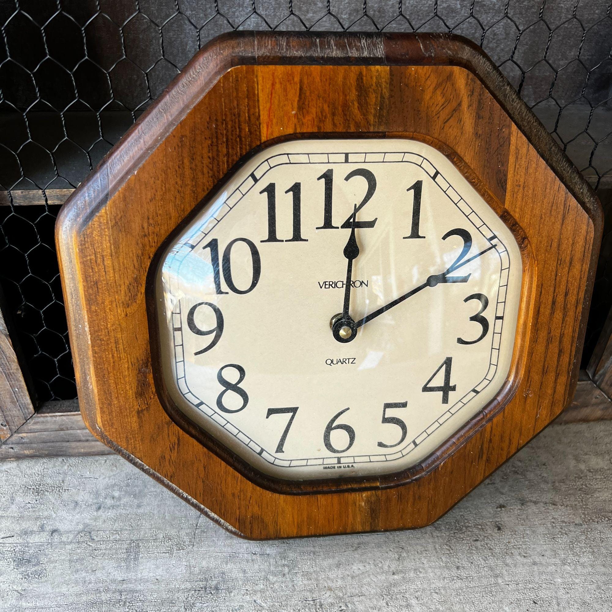 Vintage Verichron Octagon Wall Clock 11x11 Wood Quartz Battery-powered ...