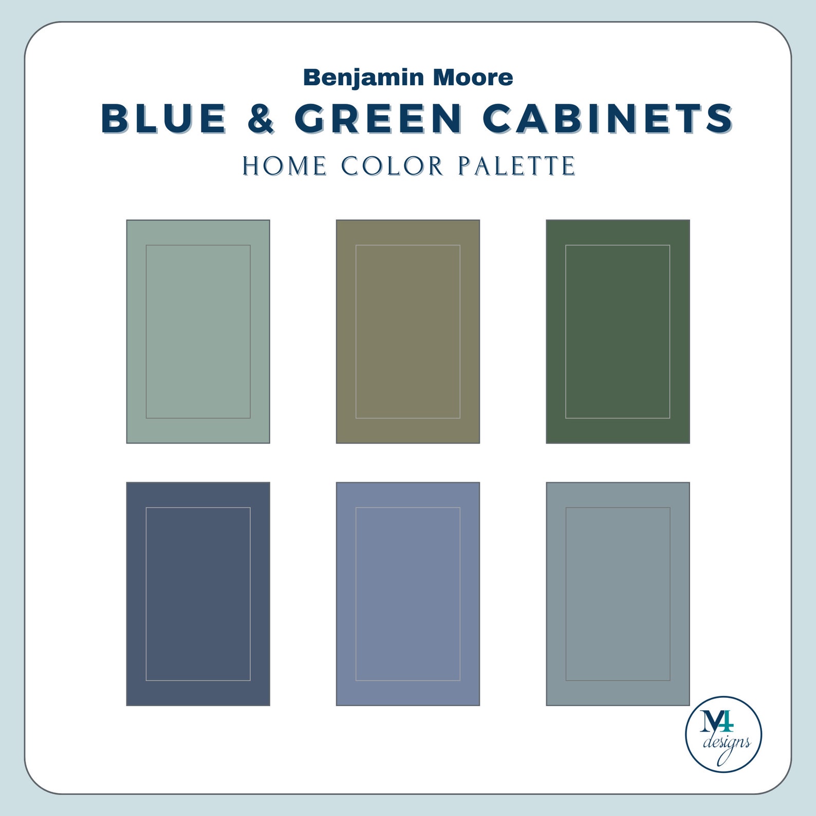 Blue Green Cabinet Color Palette for Home Interior Paint Palette for ...