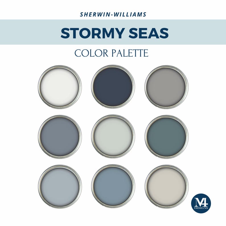 Stormy Seas Paint Palette: Sherwin Williams Coastal Colors (digital ...