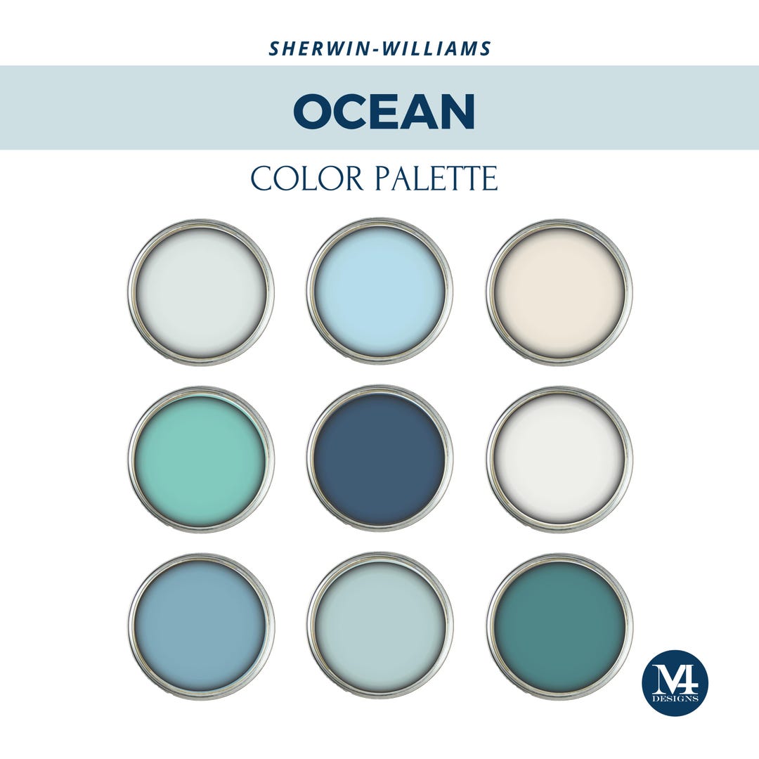 Ocean Color Palette: Sherwin Williams Coastal Paint Colors (digital ...