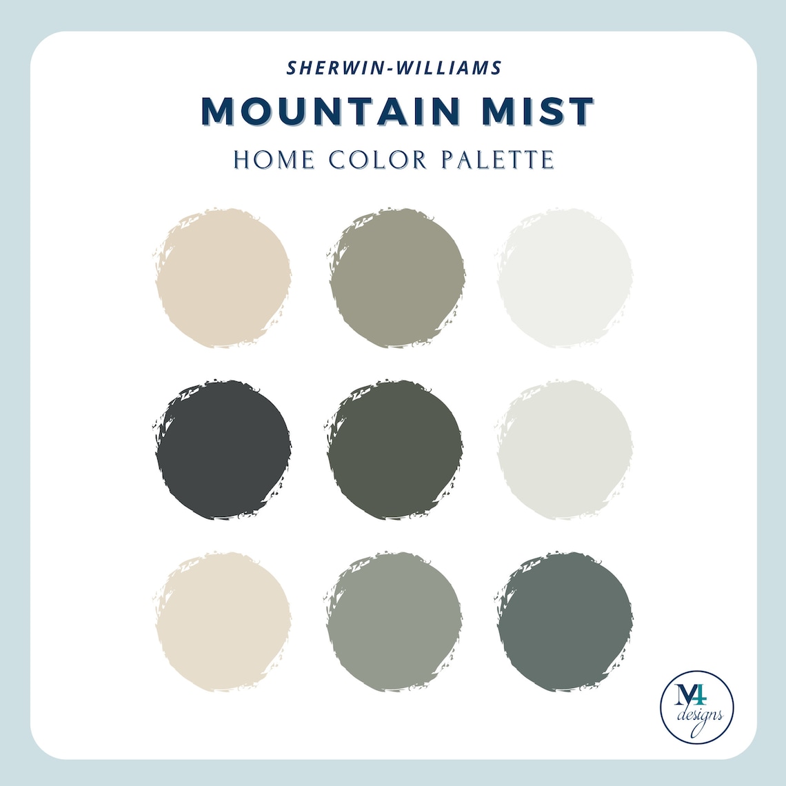Mountain Mist Color Palette for Home Interior Paint Palette for Sherwin ...