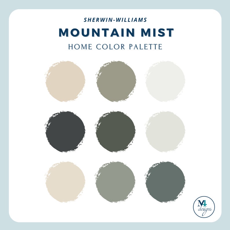 Mountain Mist Color Palette for Home Interior Paint Palette for Sherwin ...