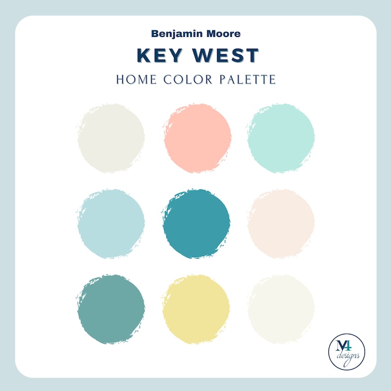 Key West Color Palette: Benjamin Moore Paint Colors (digital Download ...