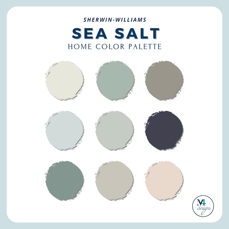 Sherwin Williams Sea Salt Color Palette: Coastal Home Interior (digital ...