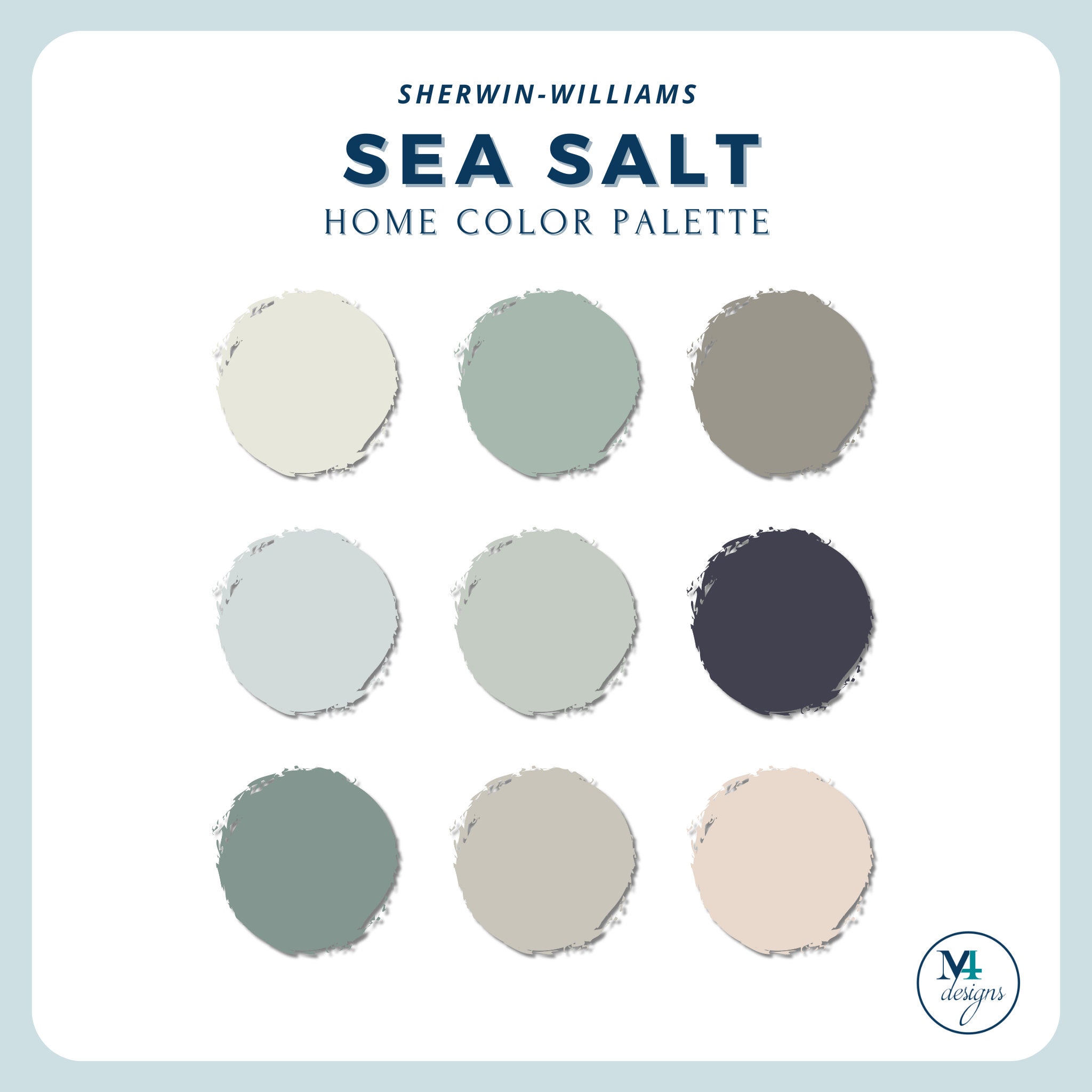 Sherwin Williams Sea Salt Color Palette: Coastal Home Interior (digital ...