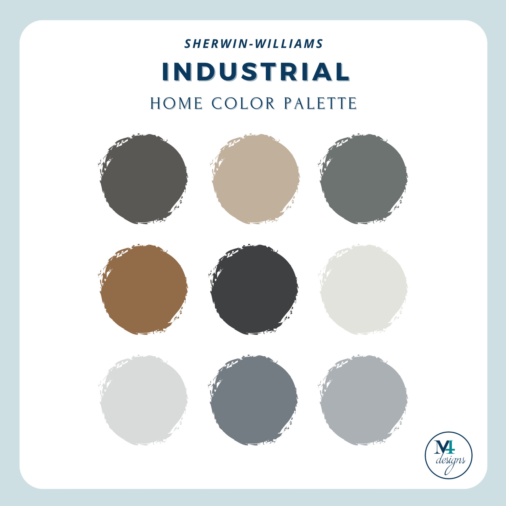 Industrial Color Palette for Home Interior Paint Palette for Sherwin ...