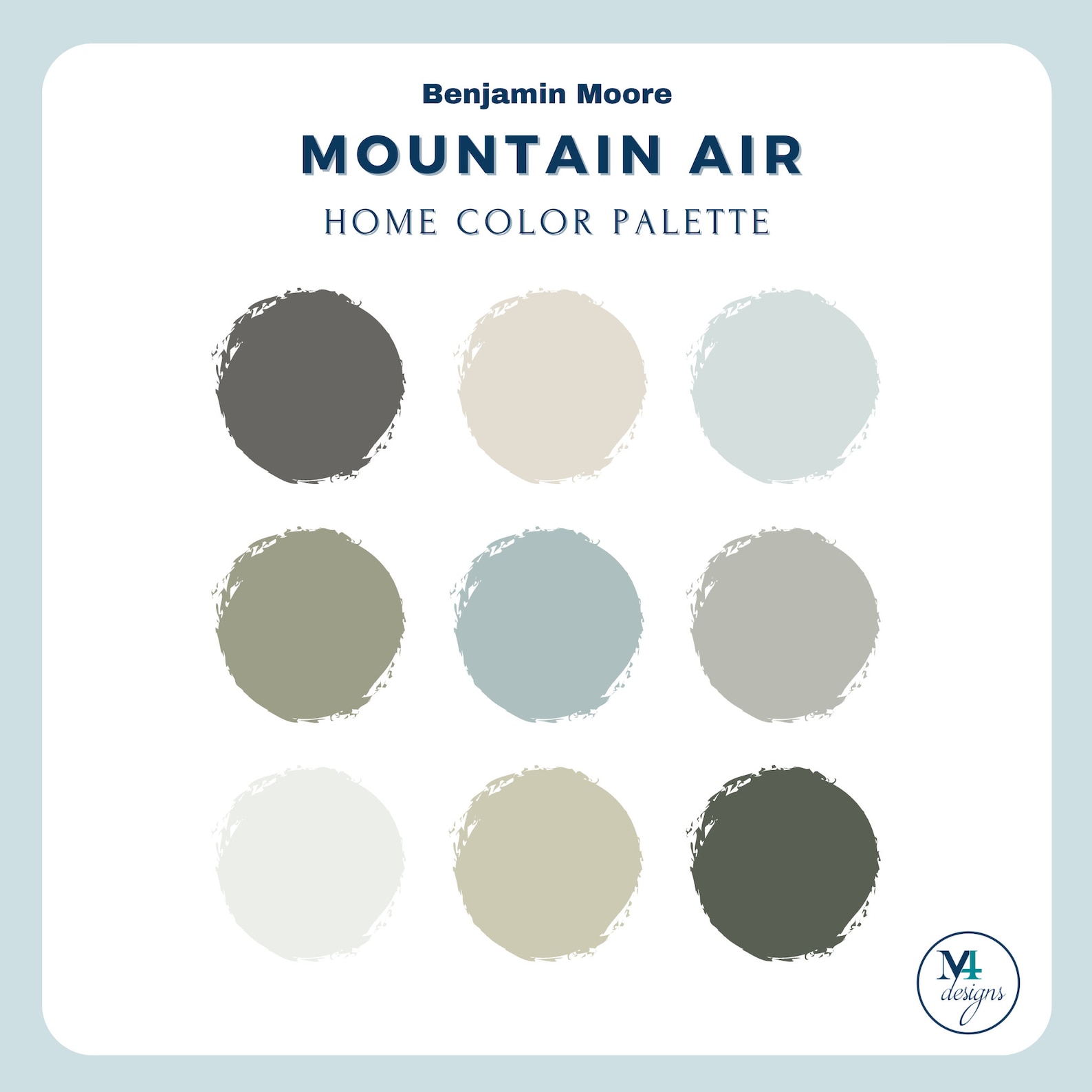 Mountain Air Color Palette for Home Interior Paint Palette for Benjamin ...